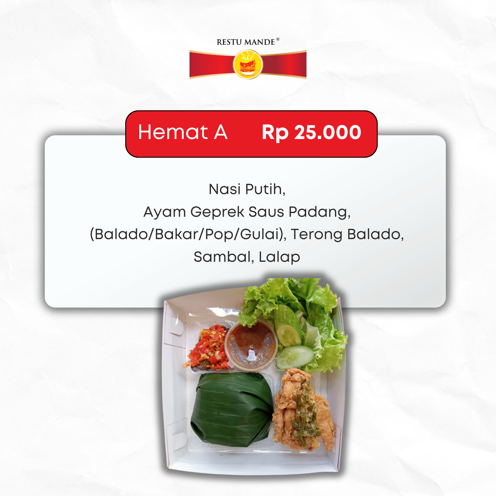 Paket Hemat A - Restu Mande | Masakan Padang dalam Kemasan